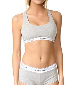 Calvin Klein Women's Carousel Logo Bralette 2-Pack, Black/Grey Heather, Medium