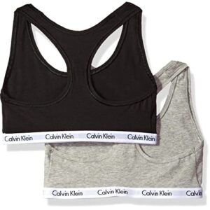 Calvin Klein Women's Carousel Logo Bralette 2-Pack, Black/Grey Heather, Medium