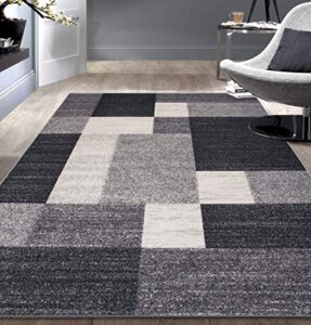 rugshop modern boxes design non-slip (non-skid) area rug 5 x 7 (5' 3" x 7' 3") gray