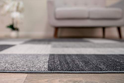 Rugshop Modern Boxes Design Non-Slip (Non-Skid) Area Rug 5 X 7 (5' 3" X 7' 3") Gray