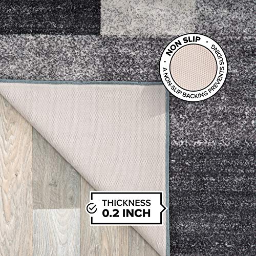 Rugshop Modern Boxes Design Non-Slip (Non-Skid) Area Rug 5 X 7 (5' 3" X 7' 3") Gray