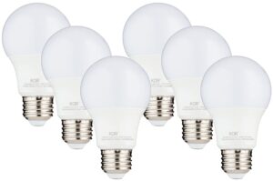 kor (pack of 6) 9w led a19 light bulb – (60w equivalent), ul listed, 3000k (soft white), 750 lumens, non-dimmable, led 9 watt standard replacement bulbs, with e26 base, 15000 hours, long life