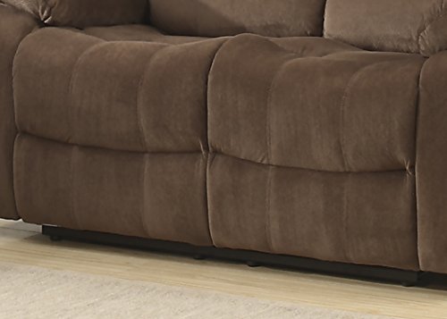 AC Pacific Bill Modern Upholstered Living Room Manual Recliner with Padded Pillow Top Armrests & Reclining Seat, Loveseat, Brown