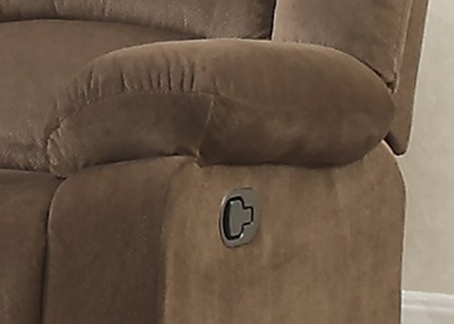 AC Pacific Bill Modern Upholstered Living Room Manual Recliner with Padded Pillow Top Armrests & Reclining Seat, Loveseat, Brown