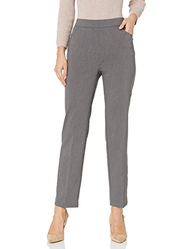 Alfred Dunner Women's Allure Slimming Missy Stretch Pants-Modern Fit, Grey, 12