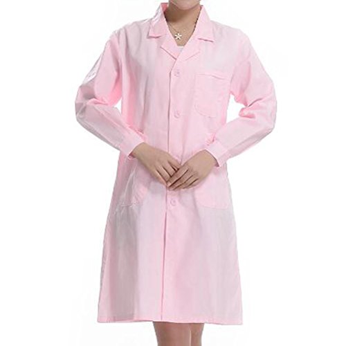 Nanxson(TM Men’s Women’s Long Sleeve Doctor Uniform Lab Uniform Coat White CF9005 (XL, Women Pink)