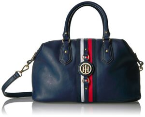 tommy hilfiger jaden satchel crossbody bag, navy polyvinyl chloride