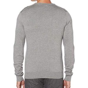 Perry Ellis Men's Classic Solid V-Neck Sweater, Smoke Heather, Large