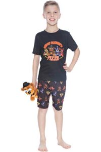 five nights at freddy's 'plushy pizza' pajama short set, black, l