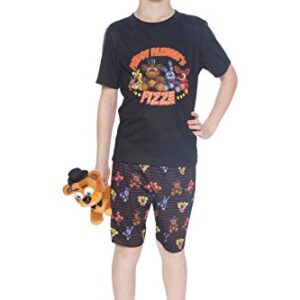 Five Nights at Freddy's 'Plushy Pizza' Pajama Short Set, Black, L