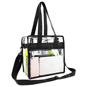 beegreen stadium clear bags w front pocket and adjustable shoulder carry handles, stadium security clear purse & gym transparent zippered tote bag