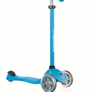 Globber Primo Scooter - Kids Scooters for Ages 3+, Three Wheel Scooter, Adjustable Height, Anti Slip Scooter, Push Scooter, Easy to Assemble, Holds up to 50kg - Childrens Scooter, Sky Blue