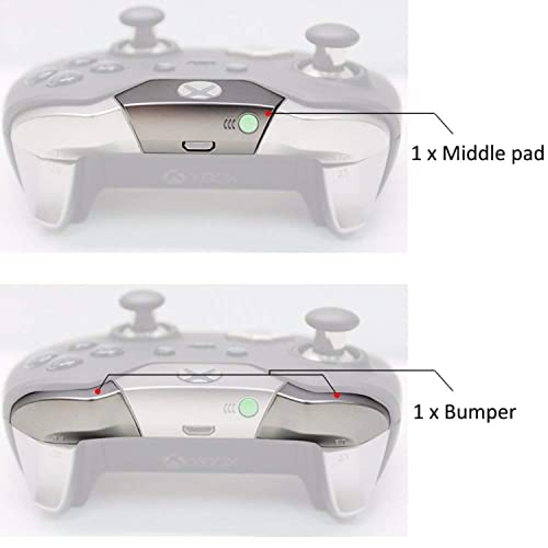 E-MODS GAMING Replacement Silver LB RB Bumper Trigger & Middle Kit for Xbox One Elite Controller Xbox One with 3.5mm Jack Versions