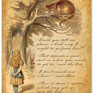 Alice in Wonderland Prints - 11x14 Unframed Wall Art Print Poster - Perfect Alice in Wonderland Gifts and Decorations (Alice Speaks to Cheshire Cat)