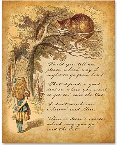 Alice in Wonderland Prints - 11x14 Unframed Wall Art Print Poster - Perfect Alice in Wonderland Gifts and Decorations (Alice Speaks to Cheshire Cat)