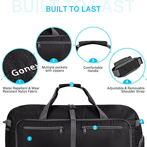 Gonex 100L Packable Travel Duffle Bag, Extra Large Luggage Duffel (Black)