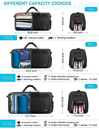 Gonex 100L Packable Travel Duffle Bag, Extra Large Luggage Duffel (Black)