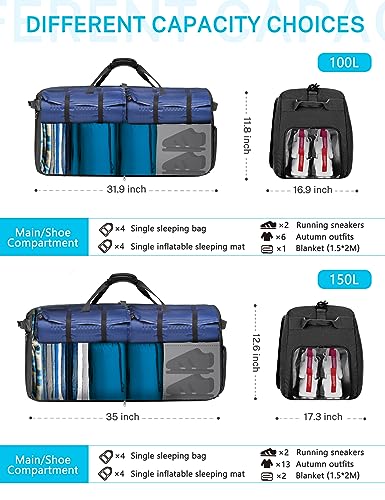 Gonex 100L Packable Travel Duffle Bag, Extra Large Luggage Duffel (Black)