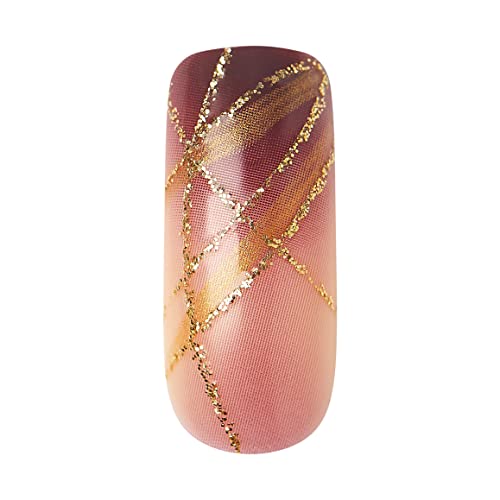 Gold Finger False Nails Gel Glam Full Cover Nails, Long Length