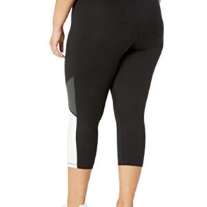 JUST MY SIZE womens Active Pieced Stretch Capri Pants, Black/Granite Heather/White, 3X US