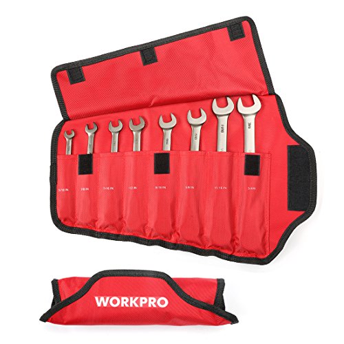 WORKPRO 8-piece Flex-Head Ratcheting Combination Wrench Set, SAE 5/16-3/4 in, 72-Teeth, Cr-V Constructed, Nickel Plating with Organizer Bag