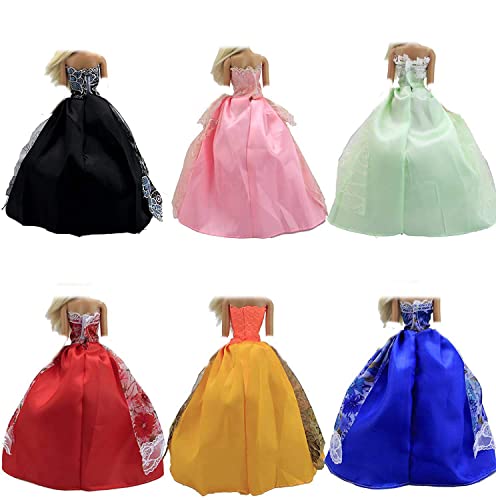 BJDBUS 5 Pcs Handmade Wedding Party Dress Lace Gown for 11.5 Inch Girl Doll Clothes Accessories Random Set