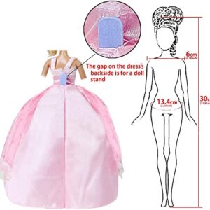 BJDBUS 5 Pcs Handmade Wedding Party Dress Lace Gown for 11.5 Inch Girl Doll Clothes Accessories Random Set