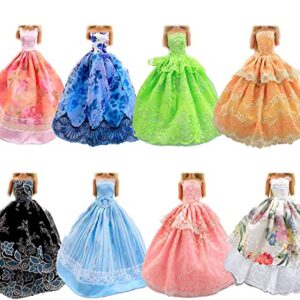 BJDBUS 5 Pcs Handmade Wedding Party Dress Lace Gown for 11.5 Inch Girl Doll Clothes Accessories Random Set