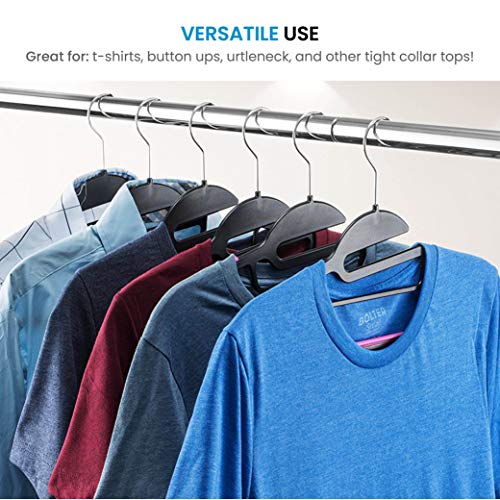 Rubber Coated Plastic Hangers (20 Pk) Non Slip Rubberized U-Slide Hanger, Ultra Thin Space Saving Suit Hanger, Non Slip Pants Hanger, Strong & Heavy Duty Plastic Coat Hanger, Strap Hooks, 360° Hook