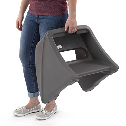 Simplay3 Handy Home Step Stool Plastic Two-Step Stool Seat - Indoor or Outdoor Use - 15.5" x 19" x 16" - Gray, Made in USA