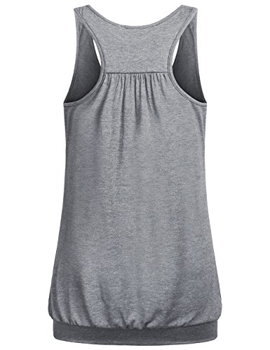 Miusey Workout Clothes Womens Round Neck Sleeveless Relaxed Yoga Racerback Flowy Loose Fit Cotton Summer Ribbed Shirts Yoga Tank Tops XXL Gray