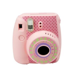 forapid creative fujifilm mini 9/ mini 8 camera decorative body sticker/camera decor sticker decals compatible with fujifilm mini 9/8/8+ camera - sunflower/pink brown dots