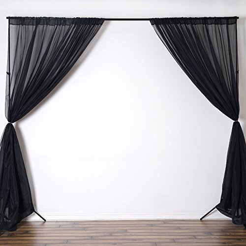 BalsaCircle 10 feet x 10 feet Black Sheer Voile Backdrop Drapes Curtains 2 Panels 5x10 ft - Wedding Ceremony Party Home Decorations