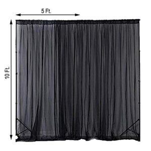 BalsaCircle 10 feet x 10 feet Black Sheer Voile Backdrop Drapes Curtains 2 Panels 5x10 ft - Wedding Ceremony Party Home Decorations