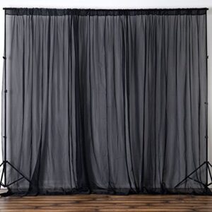 BalsaCircle 10 feet x 10 feet Black Sheer Voile Backdrop Drapes Curtains 2 Panels 5x10 ft - Wedding Ceremony Party Home Decorations