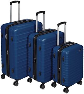 amazon basics 3-piece set hardside spinner, navy blue