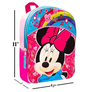 Disney Toddler Minnie Mouse Preschool Backpack Bundle - Deluxe 11 Inch Minnie Mouse Mini Backpack with Over 100 Stickers