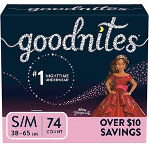 goodnites bedtime bedwetting underwear for girls, size s/m, 74 ct.