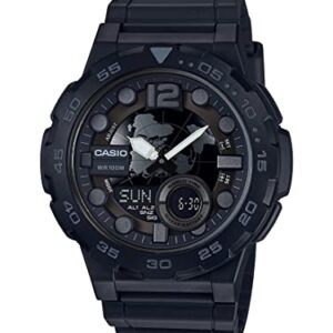 Casio Men's 'CLASSIC' Quartz Stainless Steel and Resin Casual Watch, Color:Black (Model: AEQ-100W-1BVCF)