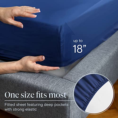 LuxClub 6 PC Queen Sheet Set, Bed Sheets Queen Size, Deep Pockets 18" Eco Friendly Wrinkle Free Cooling Bed Sheets Machine Washable Hotel Bedding Silky Soft - Navy Queen