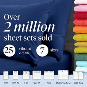 LuxClub 6 PC Queen Sheet Set, Bed Sheets Queen Size, Deep Pockets 18" Eco Friendly Wrinkle Free Cooling Bed Sheets Machine Washable Hotel Bedding Silky Soft - Navy Queen