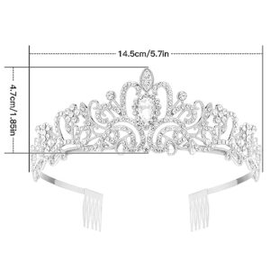 Makone Crystal Queen Crowns and Tiaras with Comb Headband for Women and Girls, Princess Crowns Hair Accessories for Wedding Birthday Halloween Costume Cosplay (01 Silver)