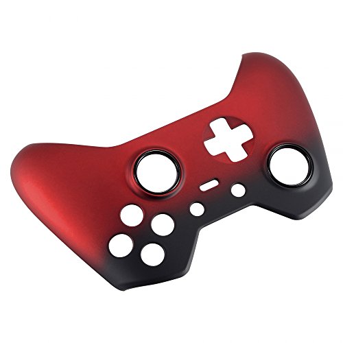 eXtremeRate Red Shadow Soft Touch Replacement Faceplate Front Shell for Xbox One Elite Controller Model 1698 with Thumbstick Accent Rings - Controller NOT Included