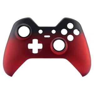 eXtremeRate Red Shadow Soft Touch Replacement Faceplate Front Shell for Xbox One Elite Controller Model 1698 with Thumbstick Accent Rings - Controller NOT Included