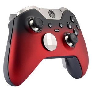 eXtremeRate Red Shadow Soft Touch Replacement Faceplate Front Shell for Xbox One Elite Controller Model 1698 with Thumbstick Accent Rings - Controller NOT Included