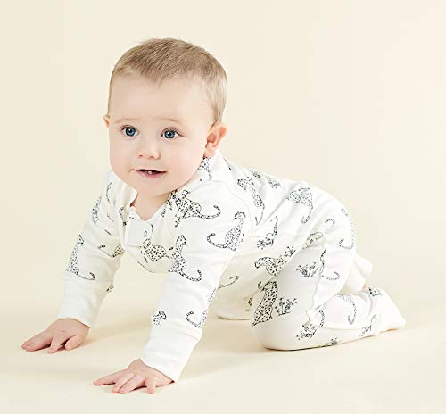 Owlivia Organic Cotton Baby Boy Girl Zip Up Sleep N Play, Footless, Long Sleeve(12-18 Months, Leopard)