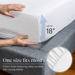 LuxClub 6 PC Full Size Sheet Set Bed Sheets Deep Pockets 18" Eco Friendly Wrinkle Free Cooling Bed Sheets Machine Washable Hotel Bedding Silky Soft - White Full