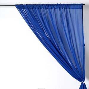 BalsaCircle 10 feet x 10 feet Royal Blue Sheer Voile Backdrop Drapes Curtains 2 Panels 5x10 ft - Wedding Ceremony Home Decorations