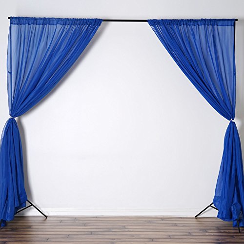 BalsaCircle 10 feet x 10 feet Royal Blue Sheer Voile Backdrop Drapes Curtains 2 Panels 5x10 ft - Wedding Ceremony Home Decorations