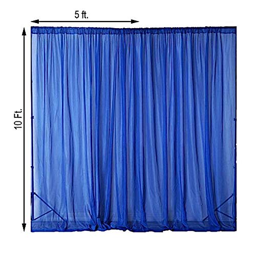 BalsaCircle 10 feet x 10 feet Royal Blue Sheer Voile Backdrop Drapes Curtains 2 Panels 5x10 ft - Wedding Ceremony Home Decorations